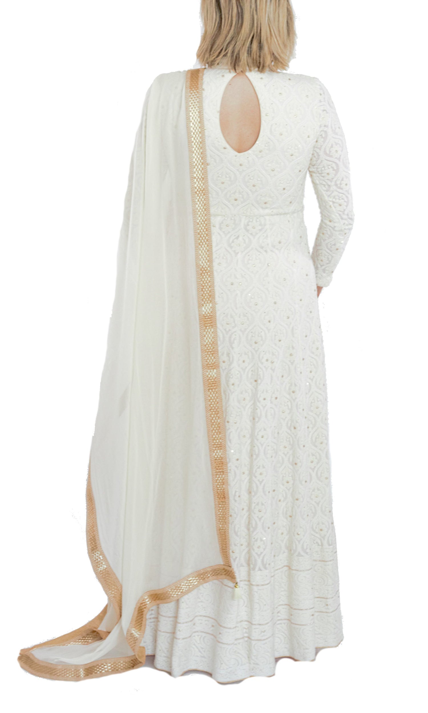 Cream Color Lakhnavi Chikankari Anarkali Suit Set – Bollywood Wardrobe
